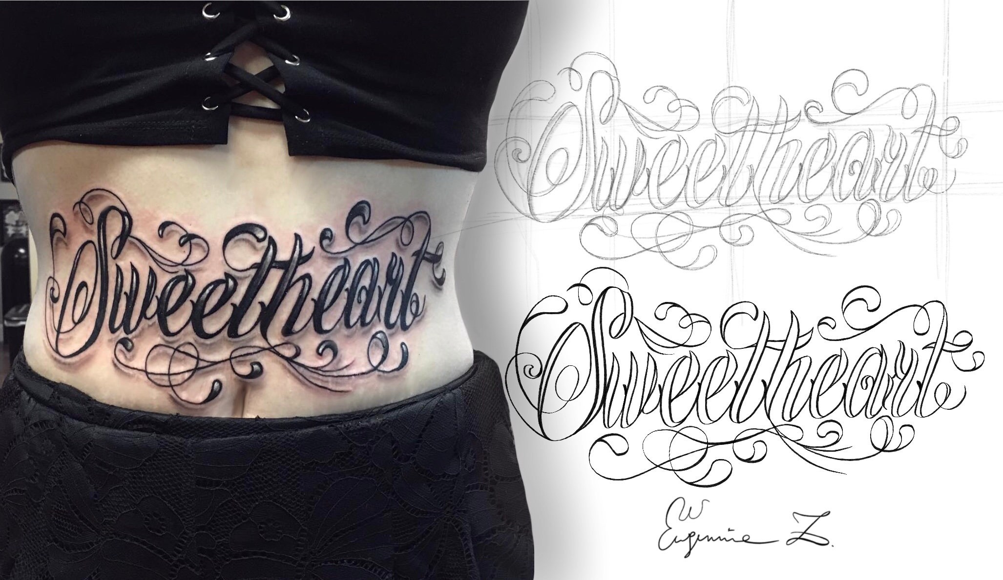 Custom Personalized Lettering Tattoo Design | Gothic Calligraphy ...