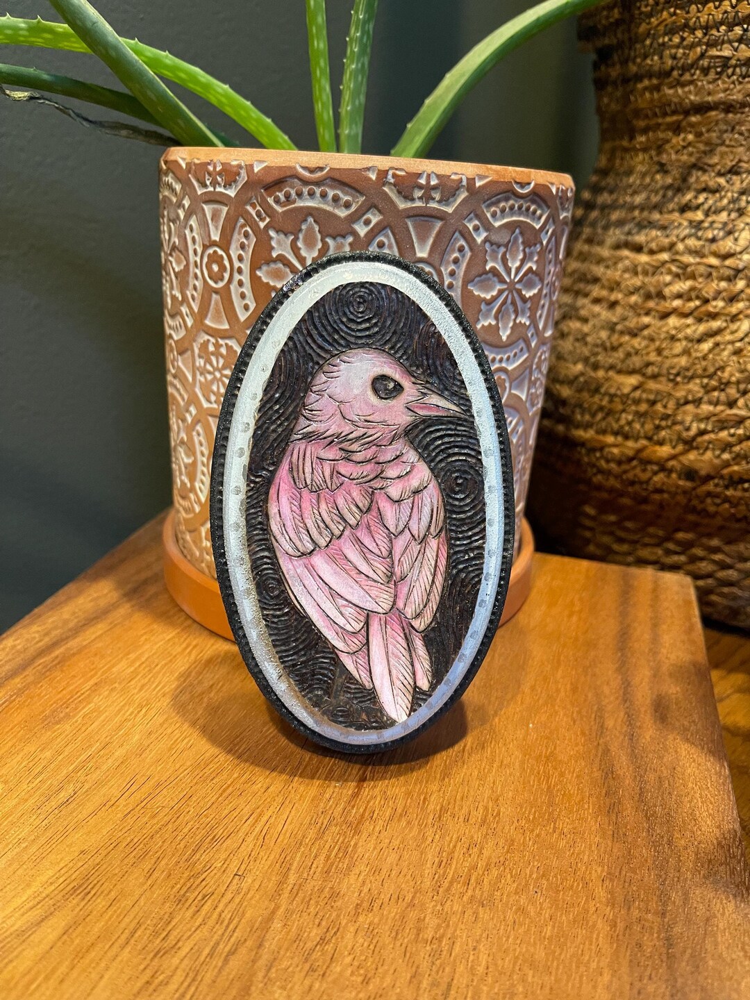 Albino Crow Wood Burning Art, Pyrography and Acrylic Painting Decor ...