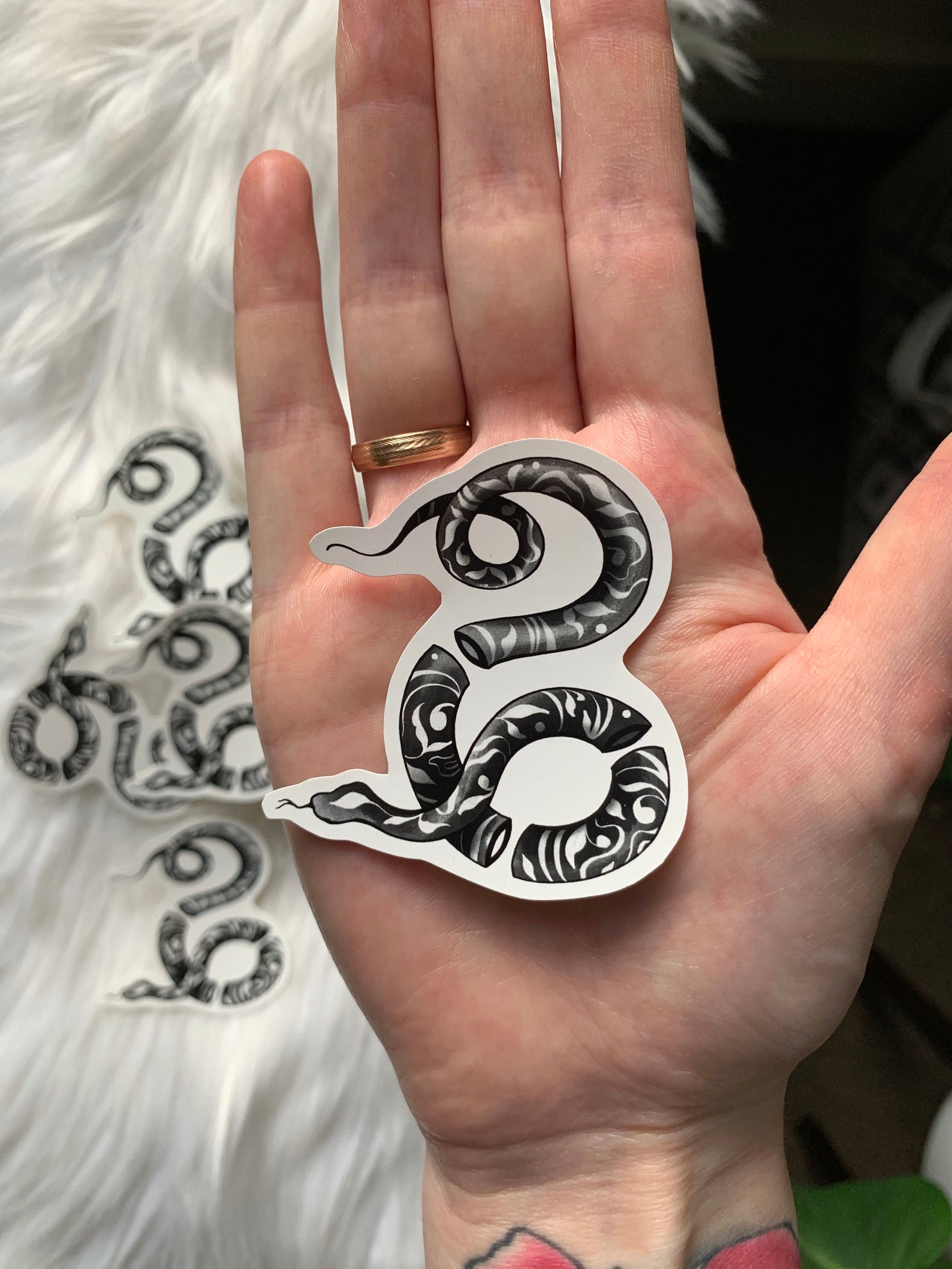 Black and Grey Snake Sticker Waterproof Outdoor Stickers Neotraditional ...