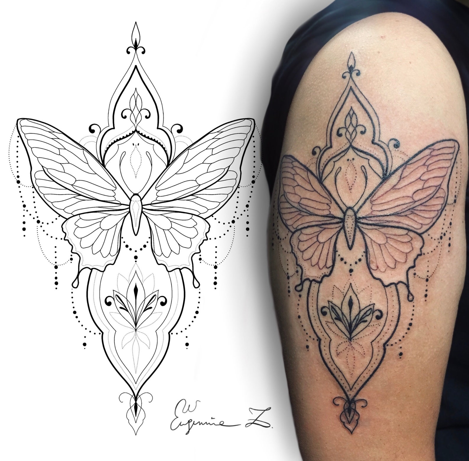 Custom Geometric/floral/mandala Linework Tattoo Design | Personalized ...