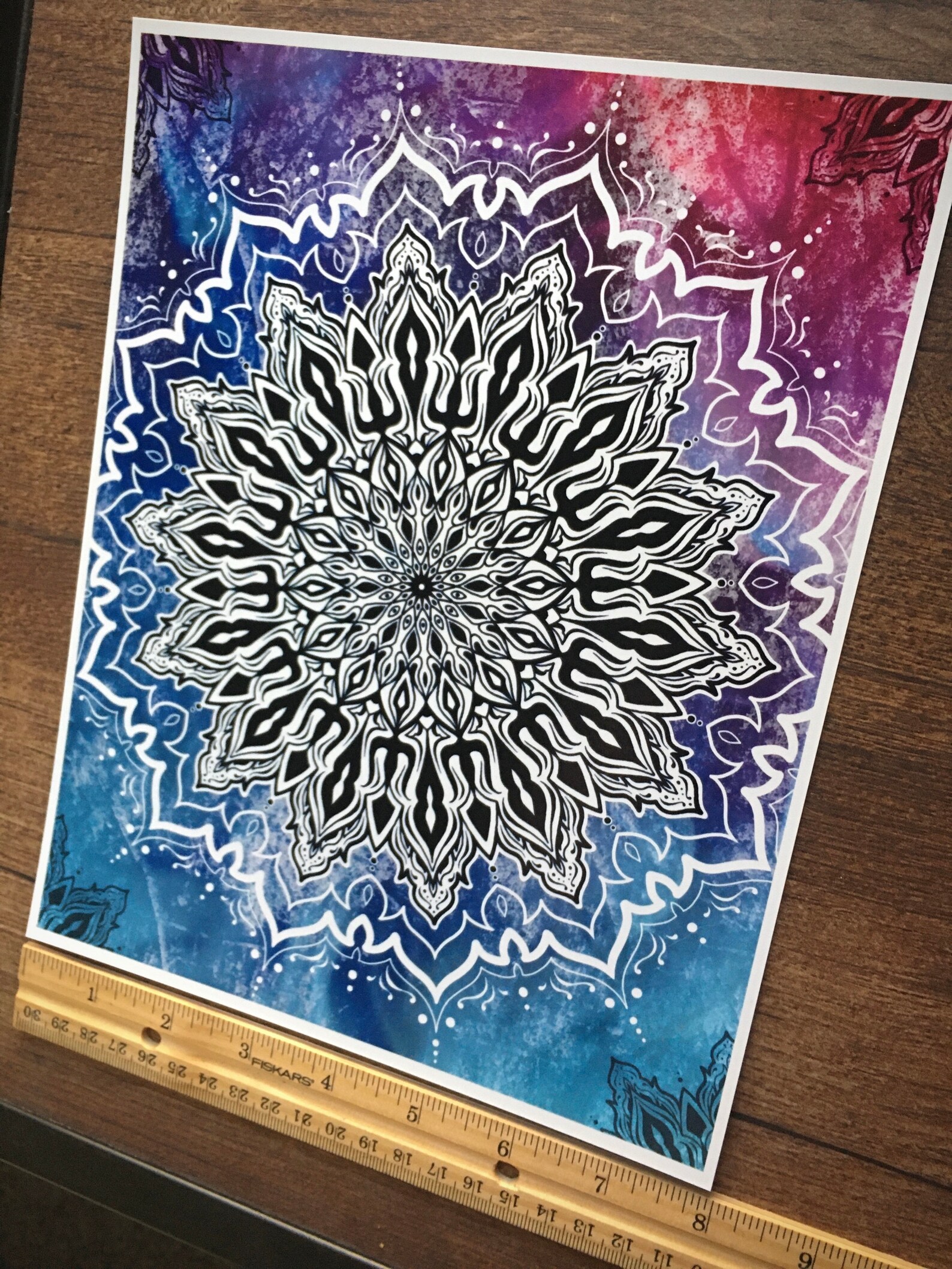 Cosmic Mandala Tattoo Art Print | Colorful Space Modern Wall Decor ...