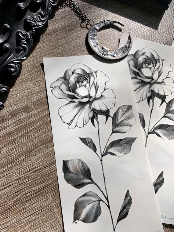 Realistic Rose Temporary Tattoo Unique Floral Tattoo | Etsy