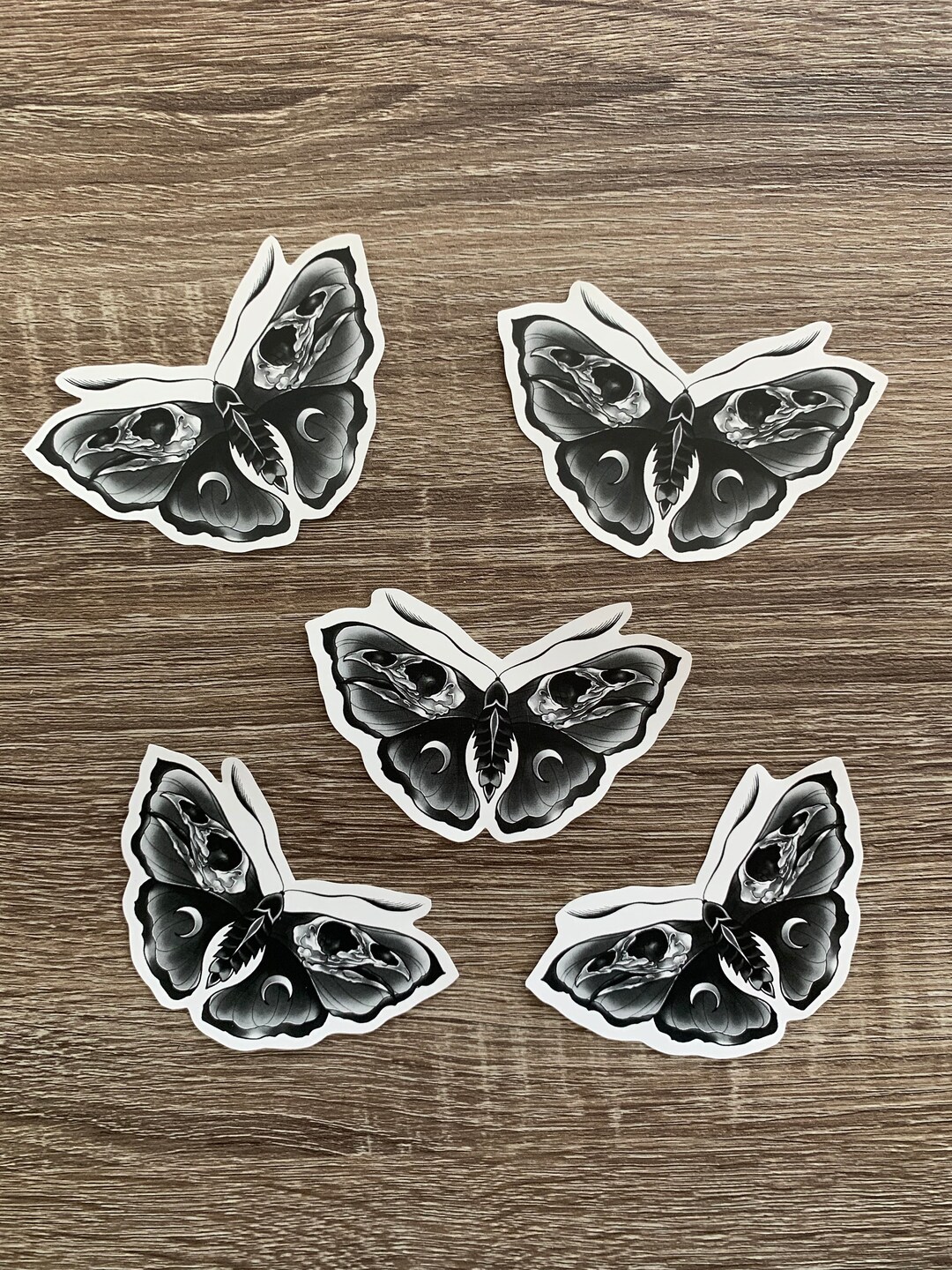 Black and Grey Death Moth Sticker Moon/bird Skull Stickers Waterproof ...