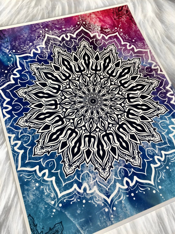 Cosmic Mandala Tattoo Art Print Colorful Space Modern Wall - Etsy