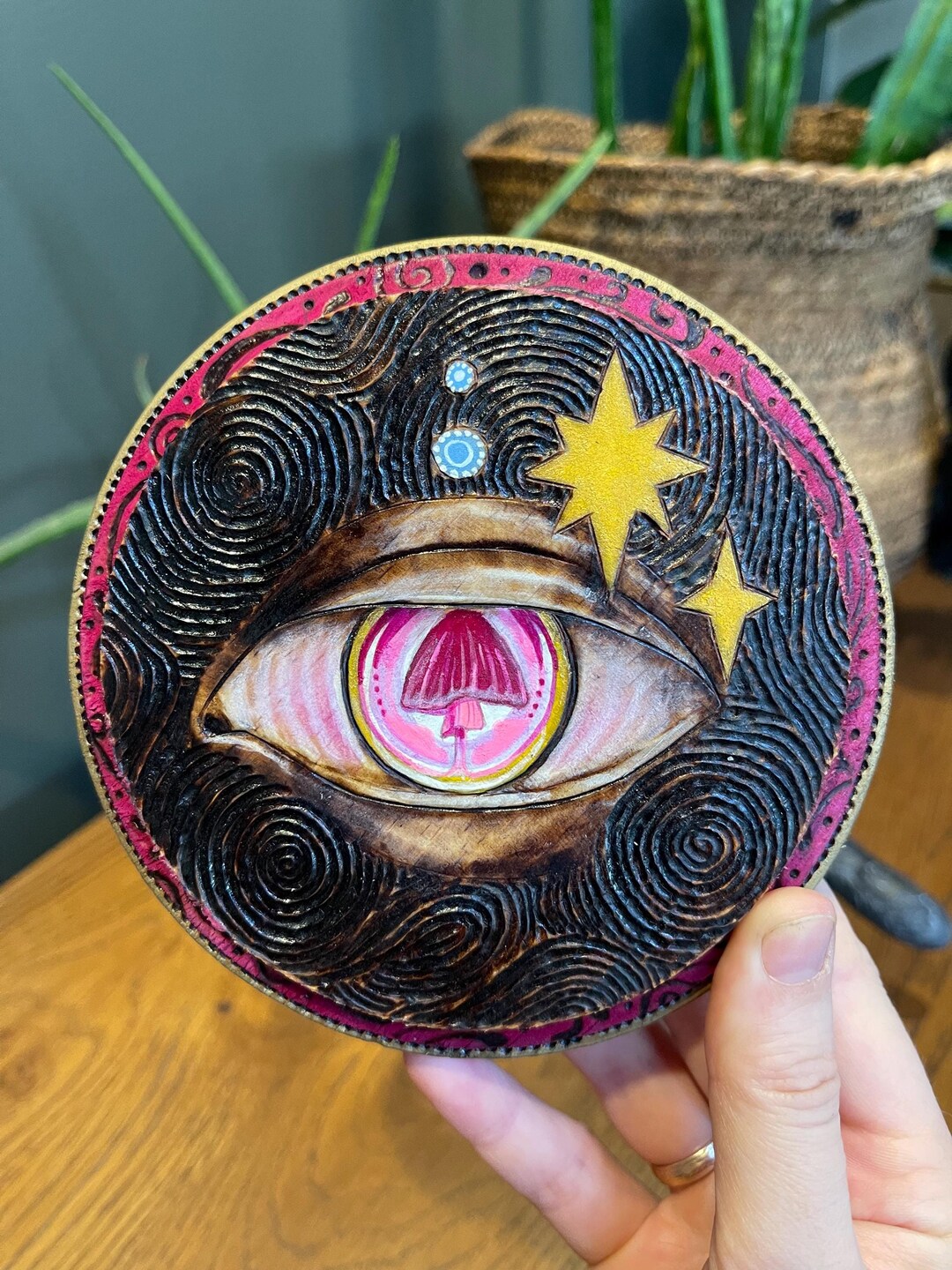 Mushroom Eye Wood Burning, Shroom Pyrography Art, One of a Kind ...