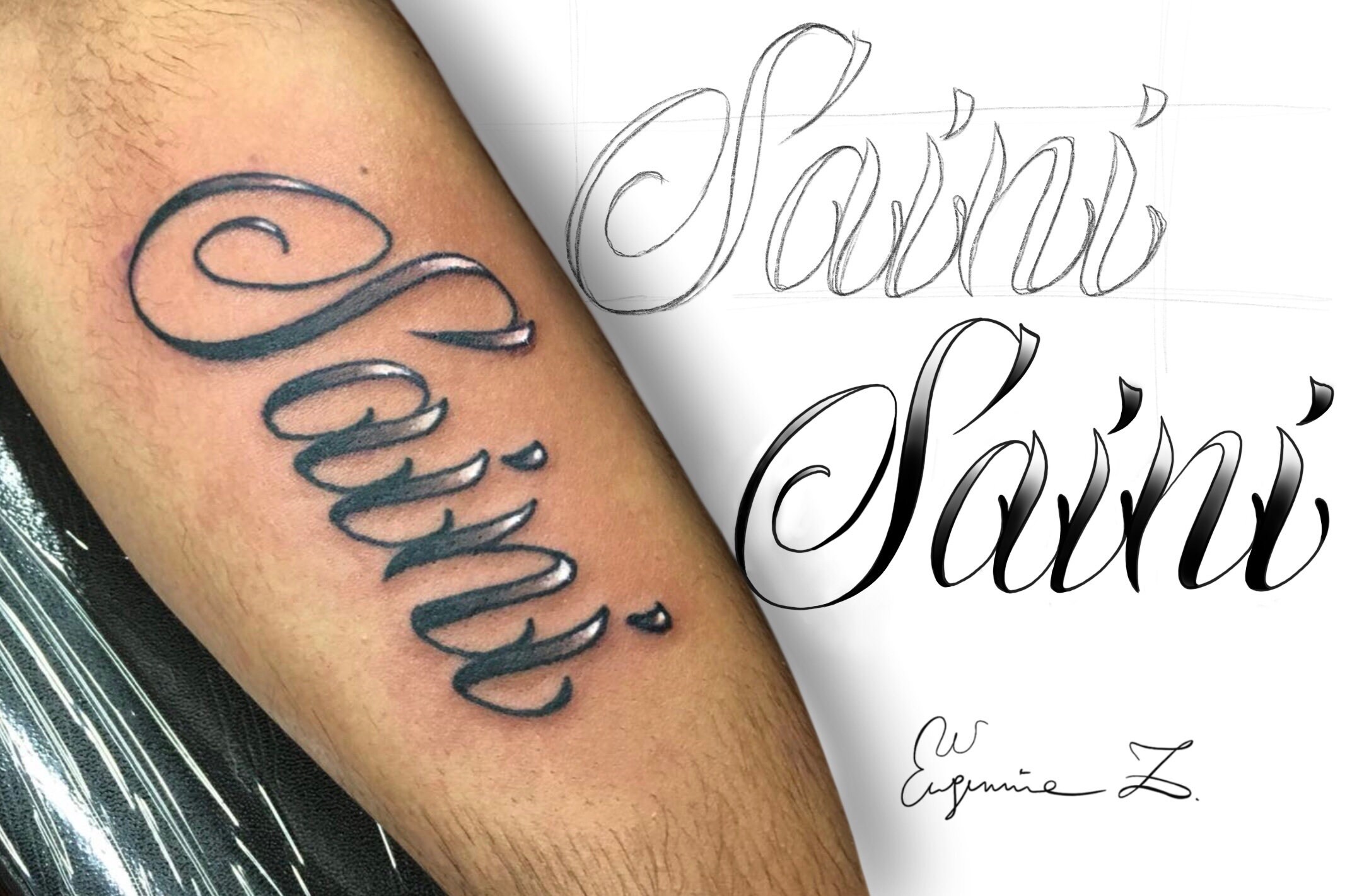 Custom Personalized Lettering Tattoo Design | Gothic Calligraphy ...