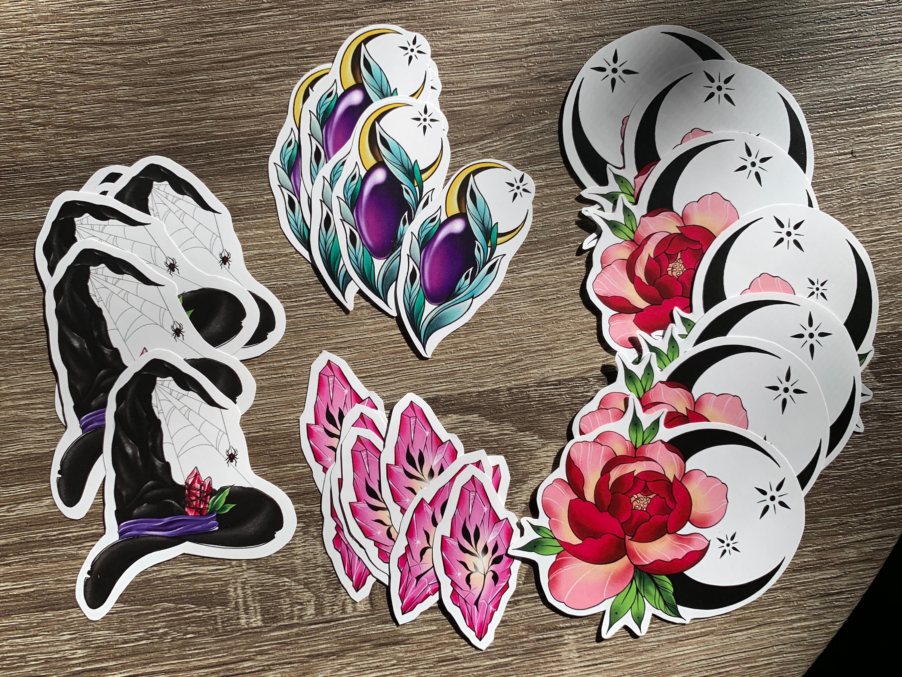 Magic Witchcraft Sticker Pack Mystic Moon/witch Hat/crystal/peony/gem ...