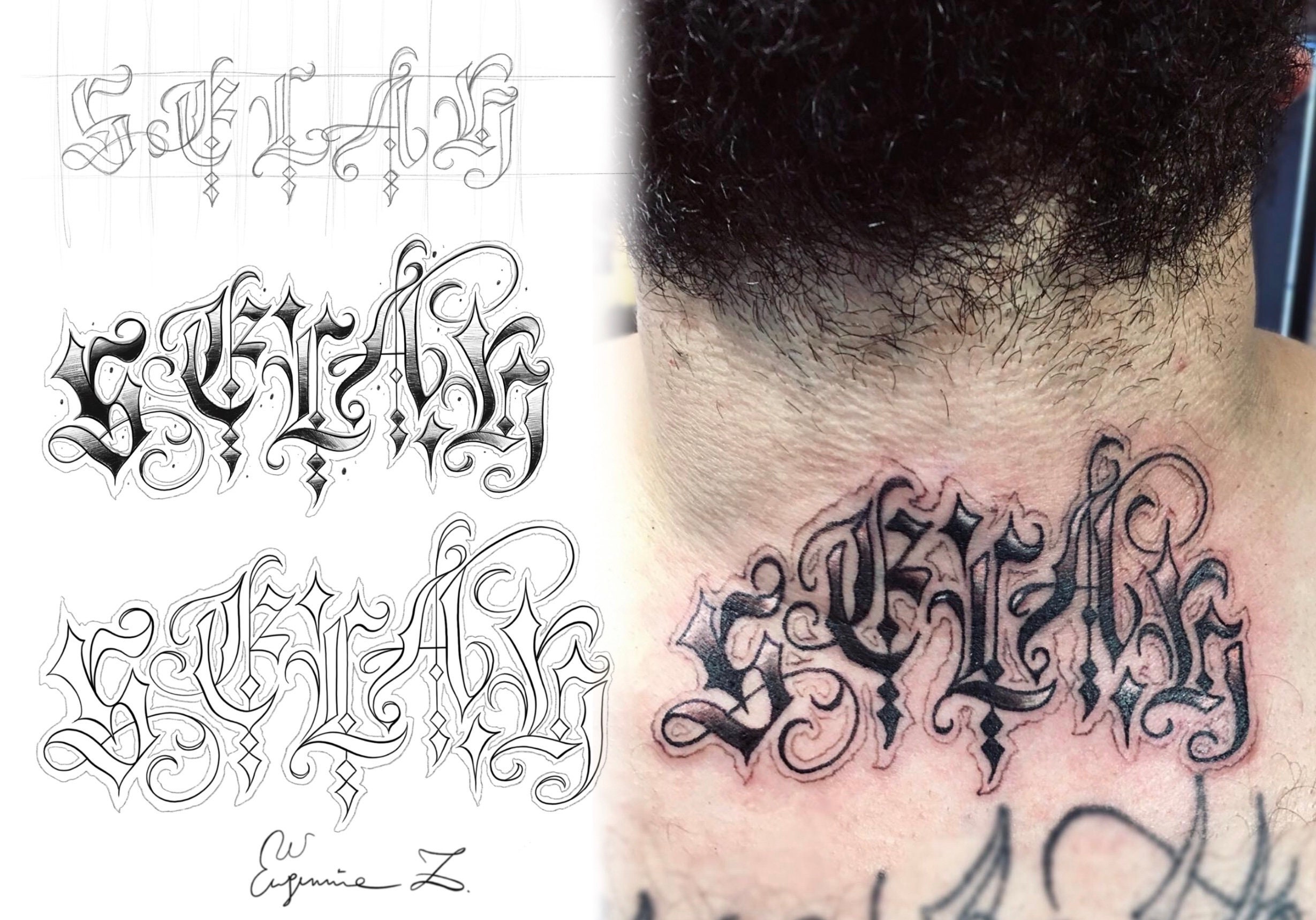 Custom Personalized Lettering Tattoo Design | Gothic Calligraphy ...