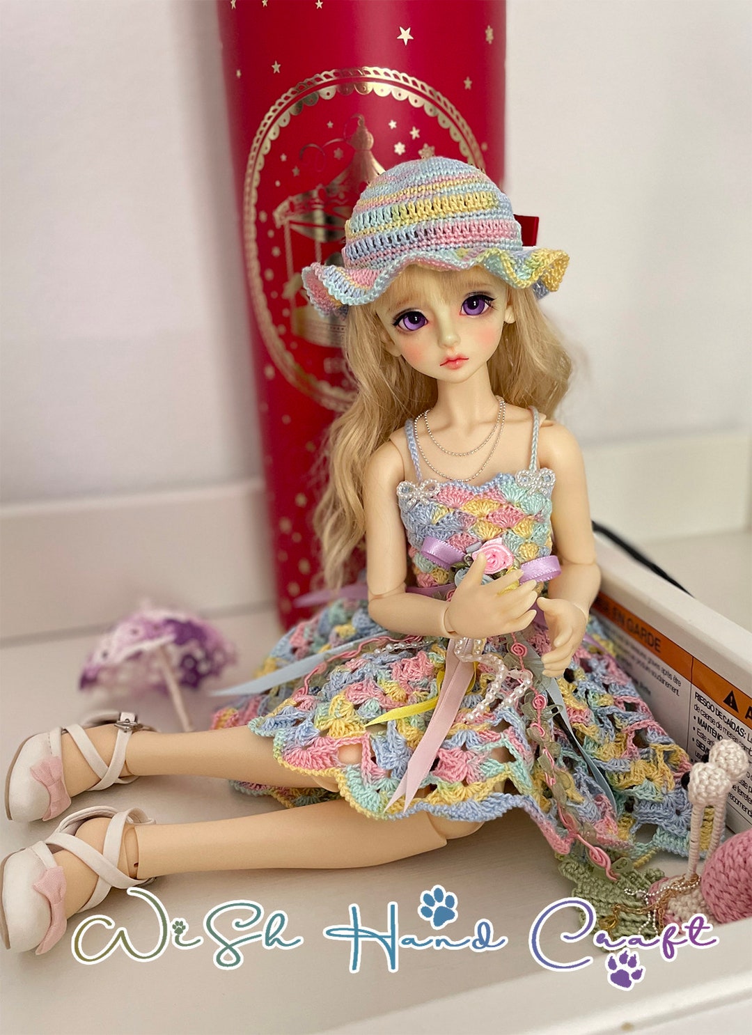 Elegant Handmade BJD Doll Outfits, Crochet 1/4 BJD Clothes, Rainbow ...