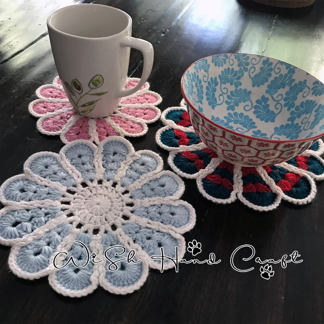 Crochet Sunflower Cup Coaster, Flower Coaster - Etsy