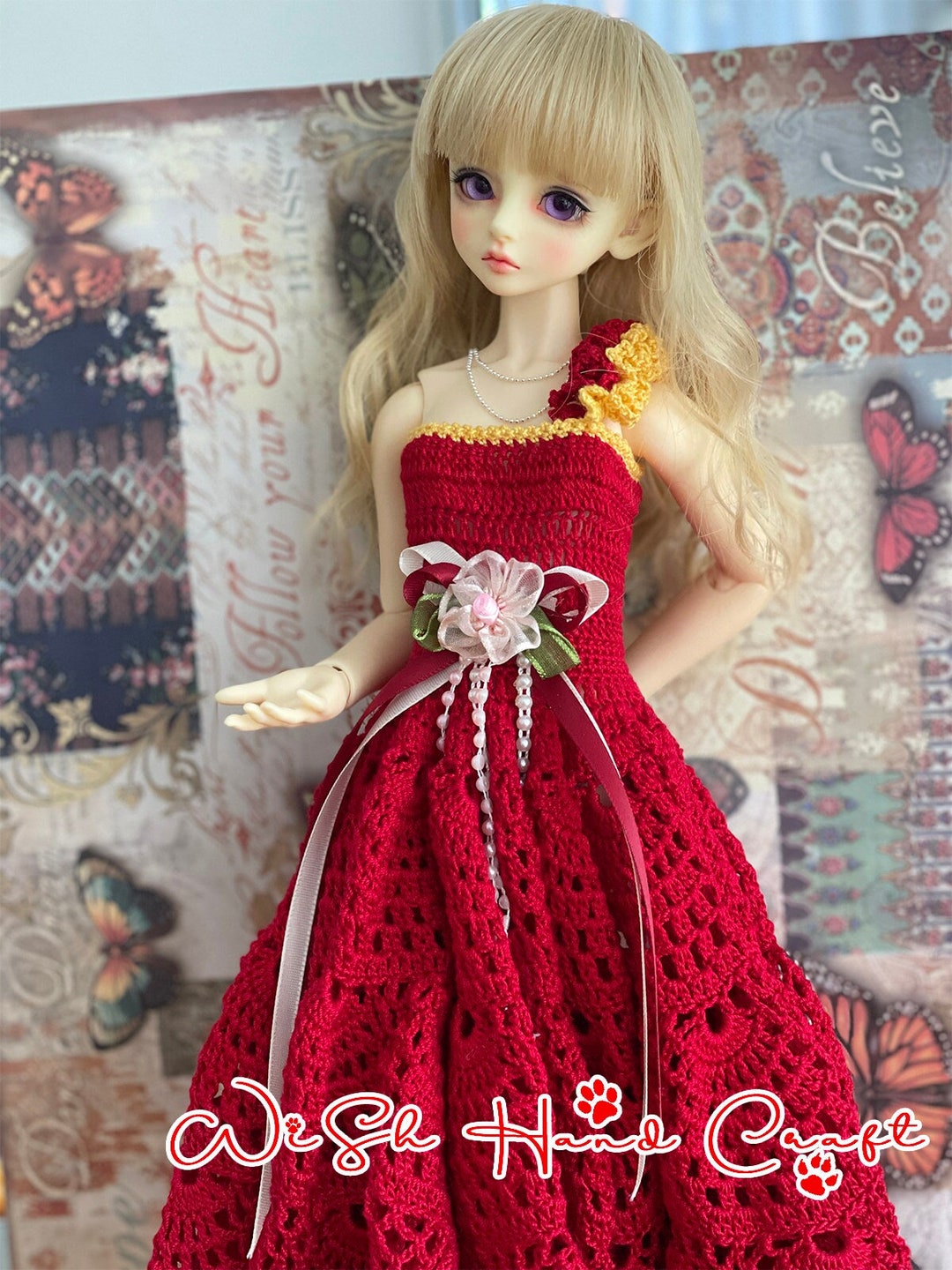 Elegant Handmade BJD Doll Outfits, Crochet 1/4 BJD Clothes, Girl is on ...