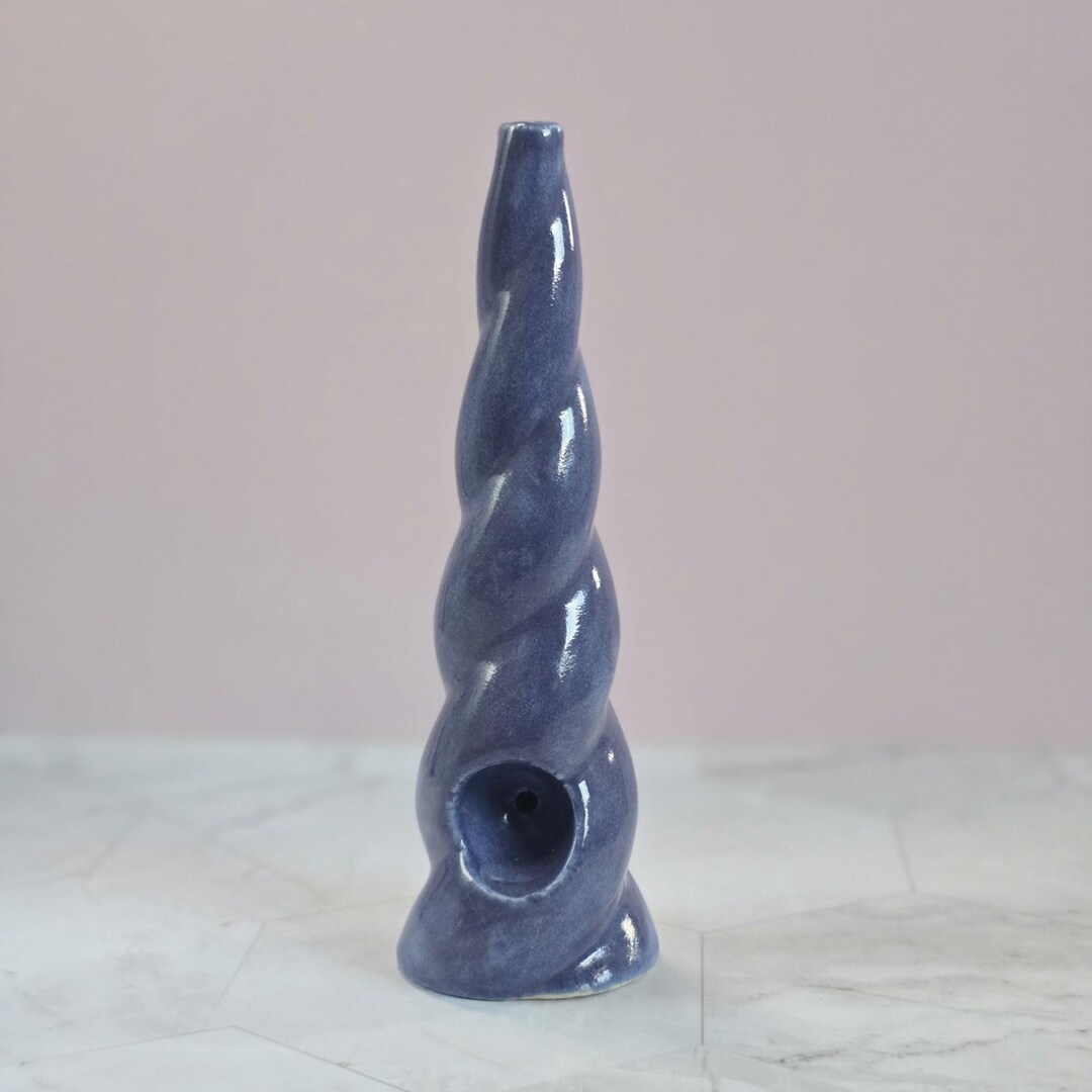 Handmade Unicorn Horn Pipe - Ceramic Pipe - Tobacco Pipe - Hydrangea ...