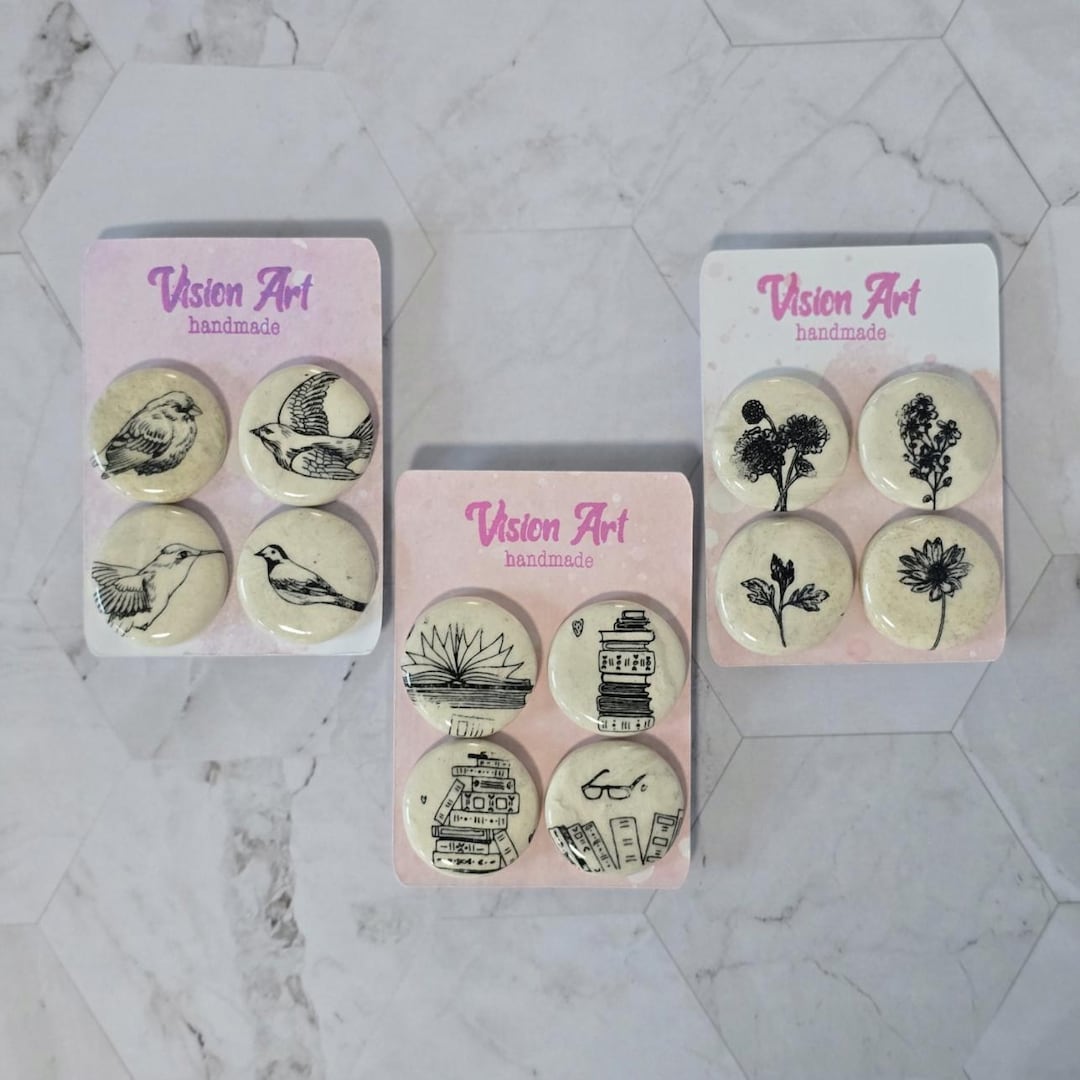 Ceramic Magnets - Cute Round Ceramic Magnets - Handmade With Decals - Etsy