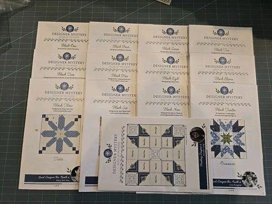 2022 Designer Mystery Patterns Complete Set 12 Block & Finishing ...