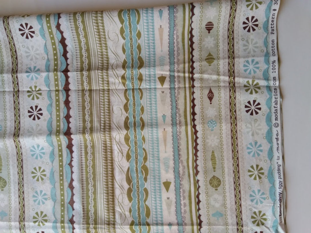 Figgy Pudding 30184 Continuous HALF YARD Basic Grey Blue Stripe OOP - Moda - Christmas Cotton ...