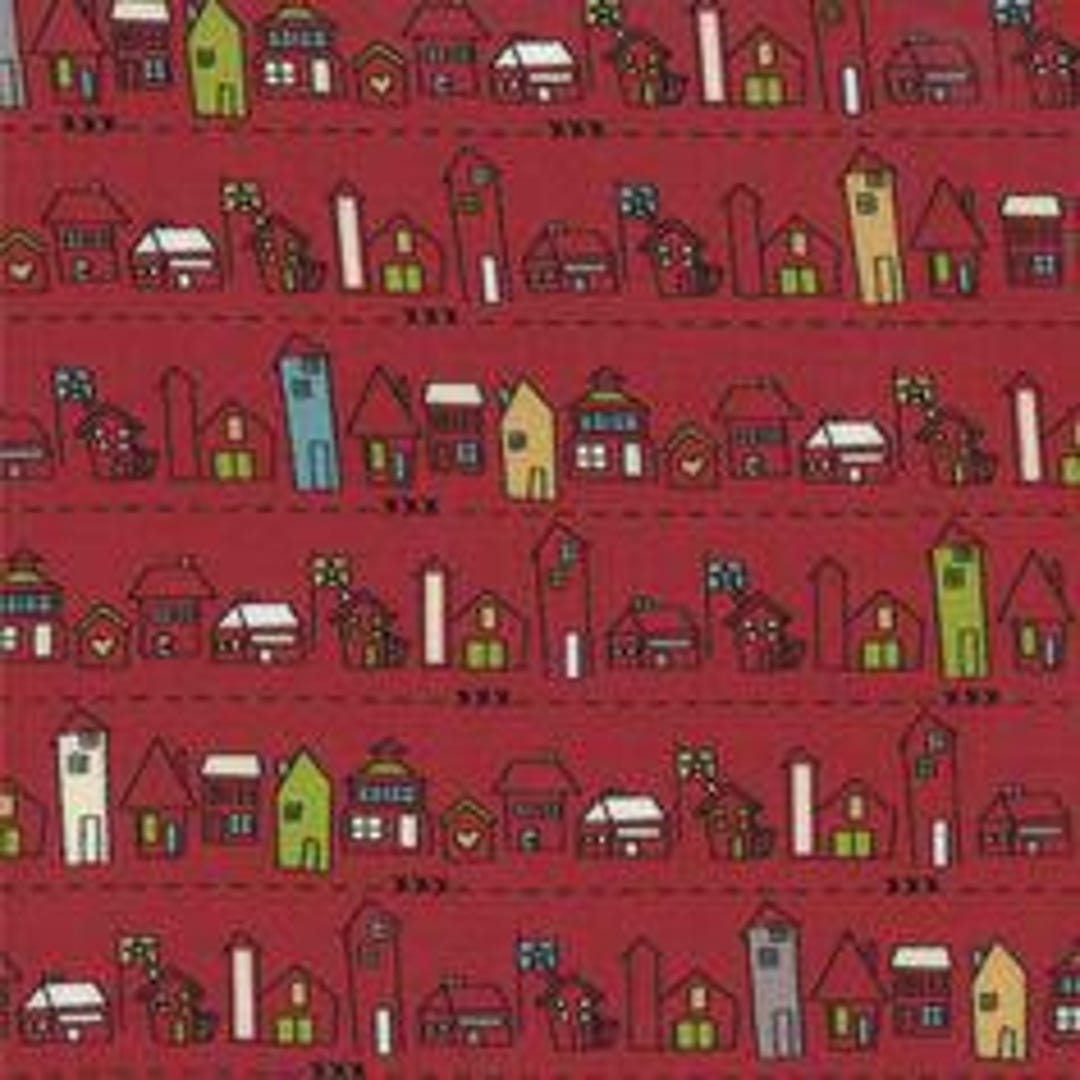 Sweetwater Road 15 1/2 Yard Main Street Mist Houses in Red 5522 12 Moda ...