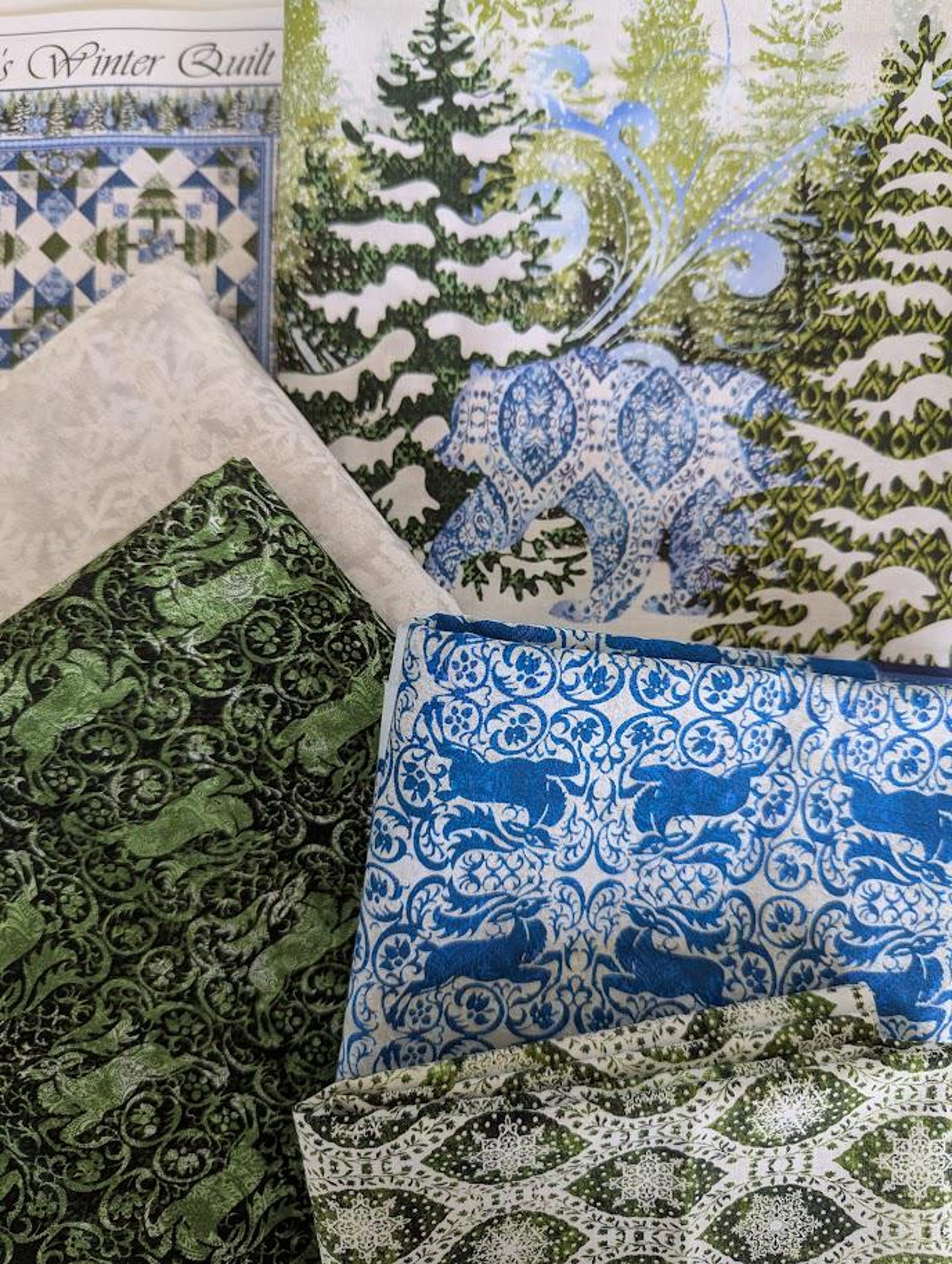 Nature's Christmas Quilt Kit 76x105" Jason Yenter Nature's Winter in ...