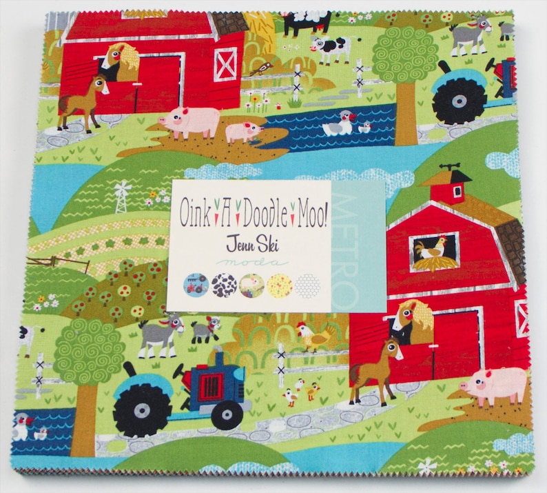 Oink A Doodle Moo - Layer Cake - by Jenn Ski for Moda - Cotton Fabric ...