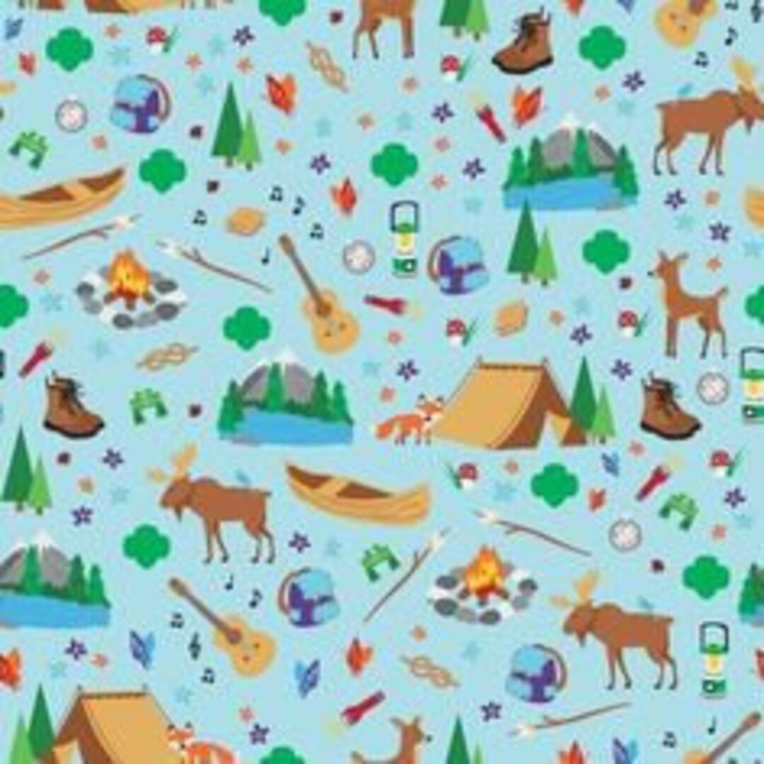 Girl Scouts Camp Life Riley Blake 1/2 Yard Blue - Licensed Girl Scouts ...