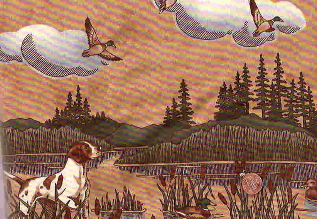 Northern Flight 21x44" 6189 Holly Taylor Tan Wildlife Dogs Ducks ...