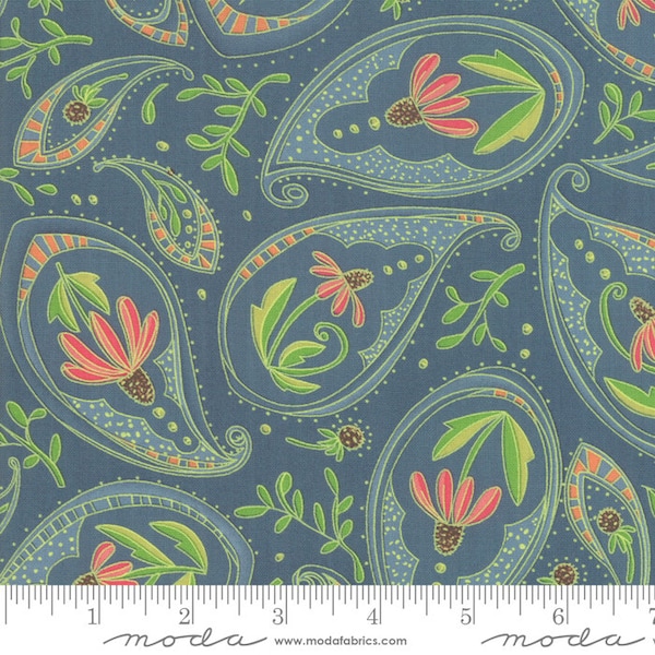 Teal Meadow Fabric - Etsy