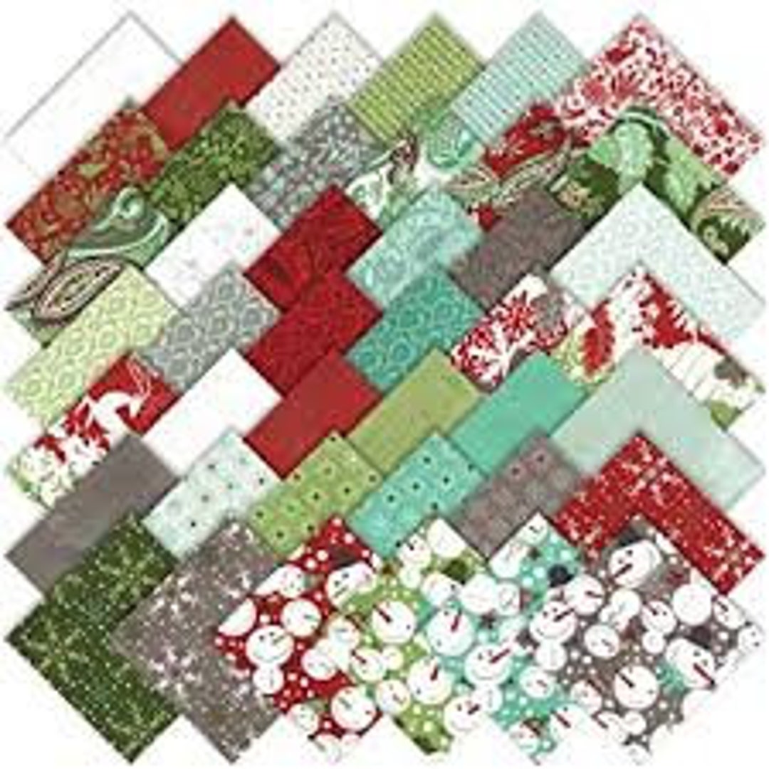 Blitzen Charm Pack Basicgrey Moda Out of Print - VHTF - Christmas Precut Cotton Quilting Fabric ...