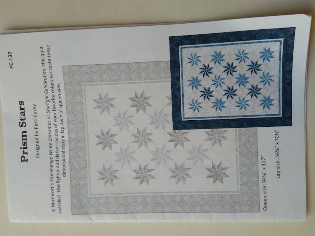 Prism Stars Paper Quilt Pattern Patti Carey Lap, Twin or Queen Size PC ...