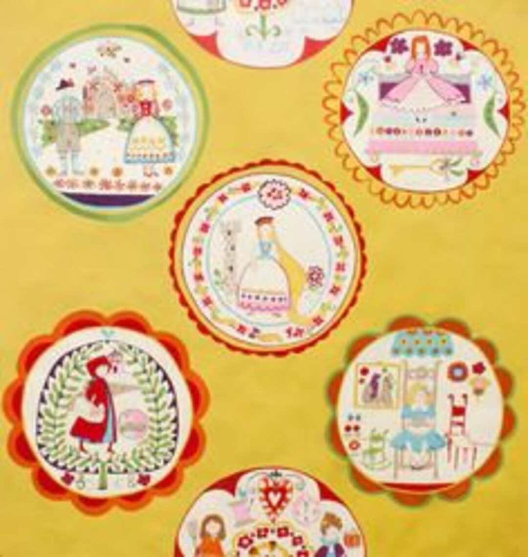 Once Upon A Time Fairy Tale Gold Continuous 1/2 YARD Alexander Henry ...