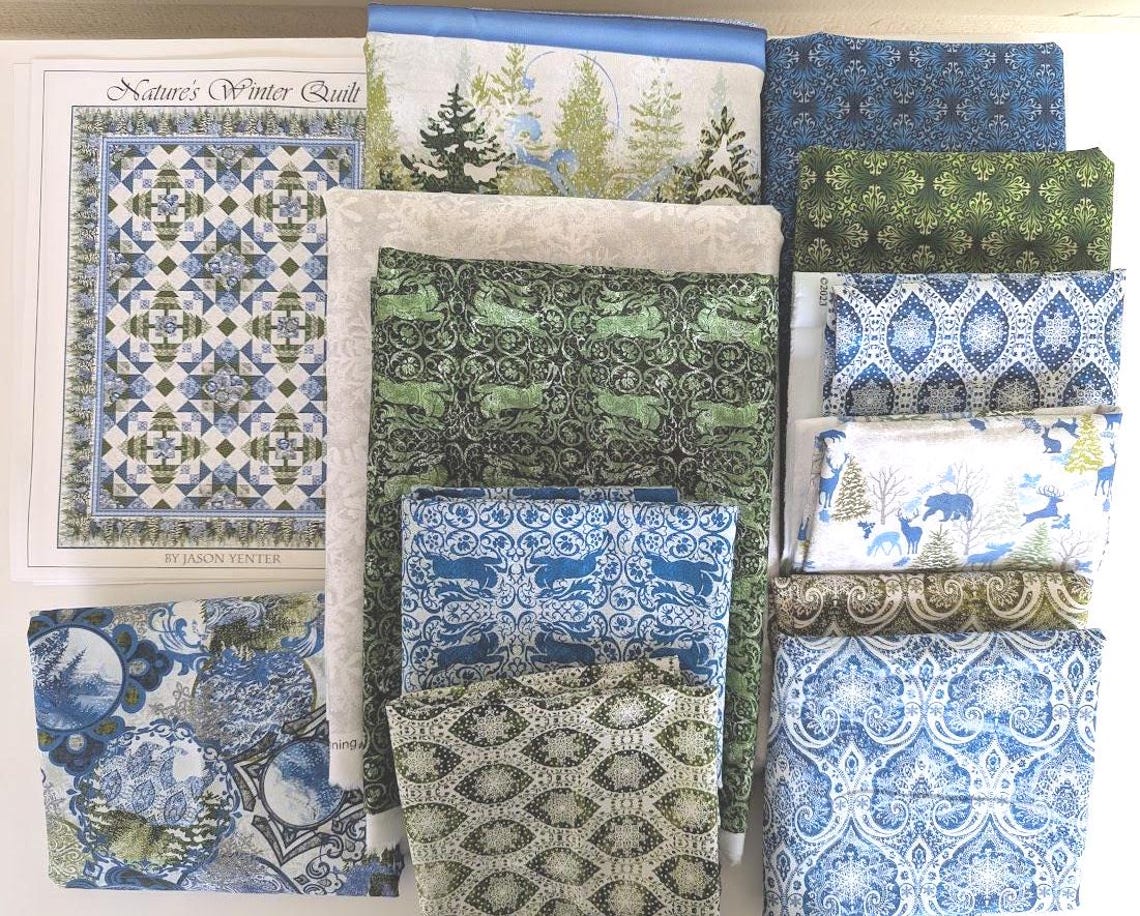 Nature's Christmas Quilt Kit 76x105" Jason Yenter Nature's Winter in ...