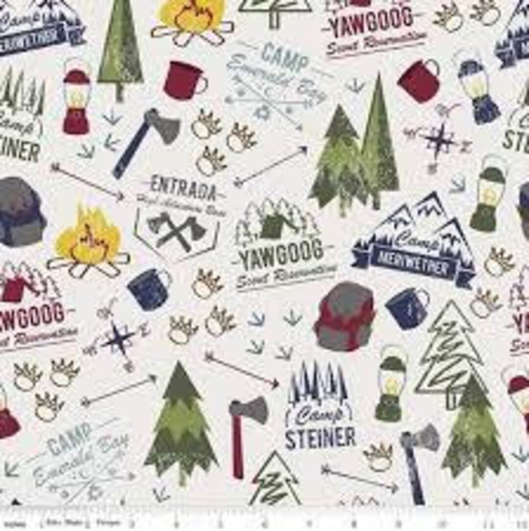 Boy Scout FLANNEL White Continuous 1/2 Yard Modern Scouting Riley Blake ...