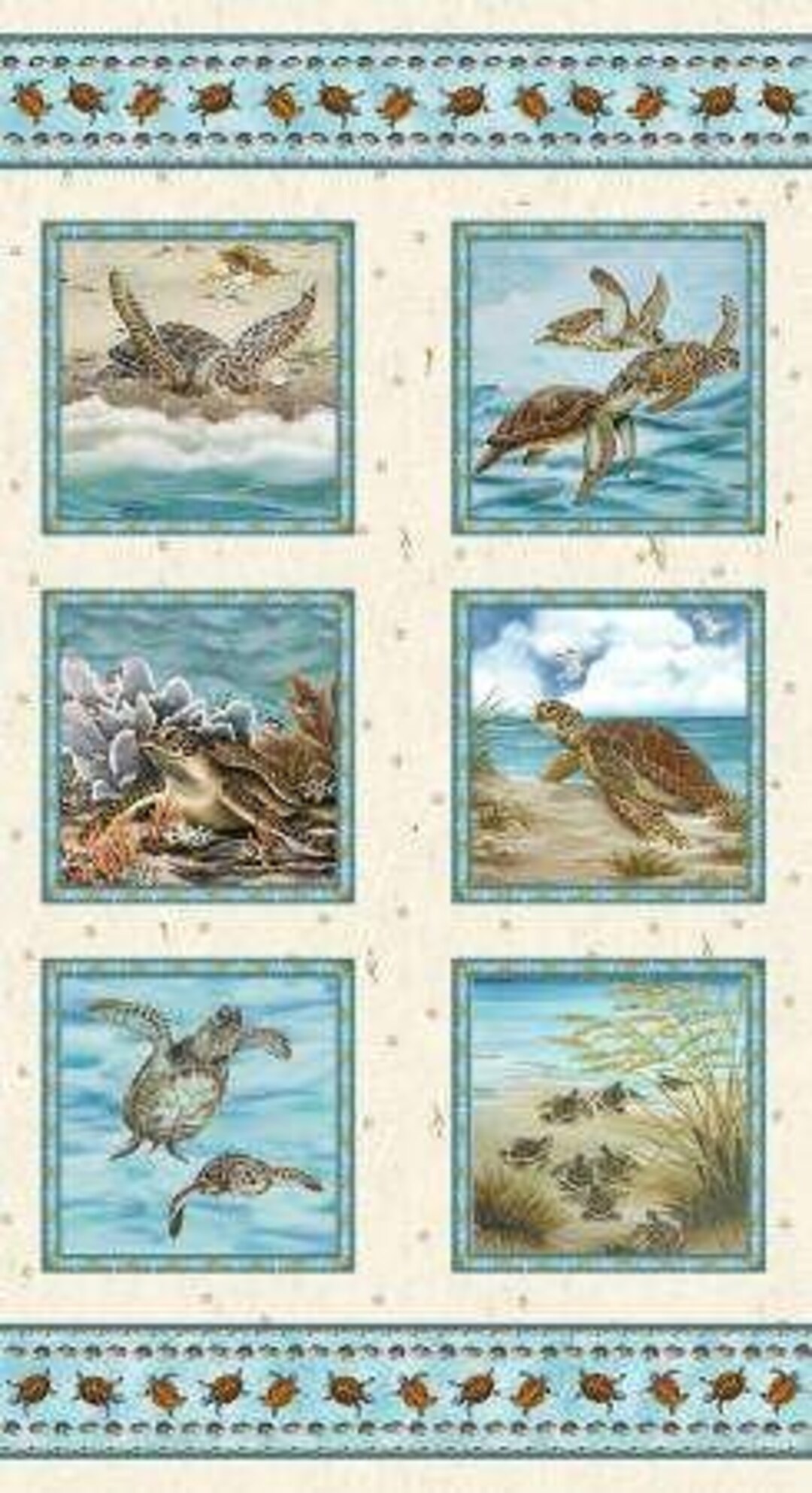 Turtle March Panel 24x44" Lisa Marie Sparling Henry Glass Fabrics 1146 ...