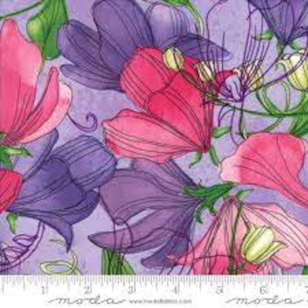 Sweet Pea and Lily 1/2 Yard Robin Pickens - Moda - Purple Floral Fabric ...
