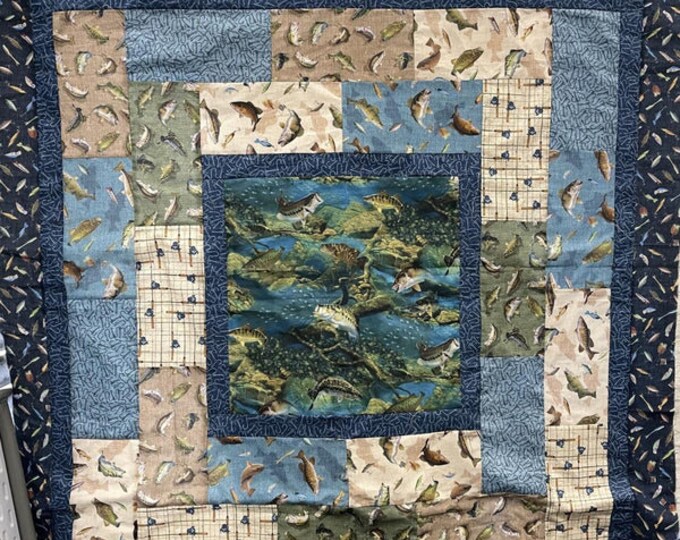 Showstopper Hooked Quilt Kit Fishing Northcott 45x57 Cotton Fabric - Etsy