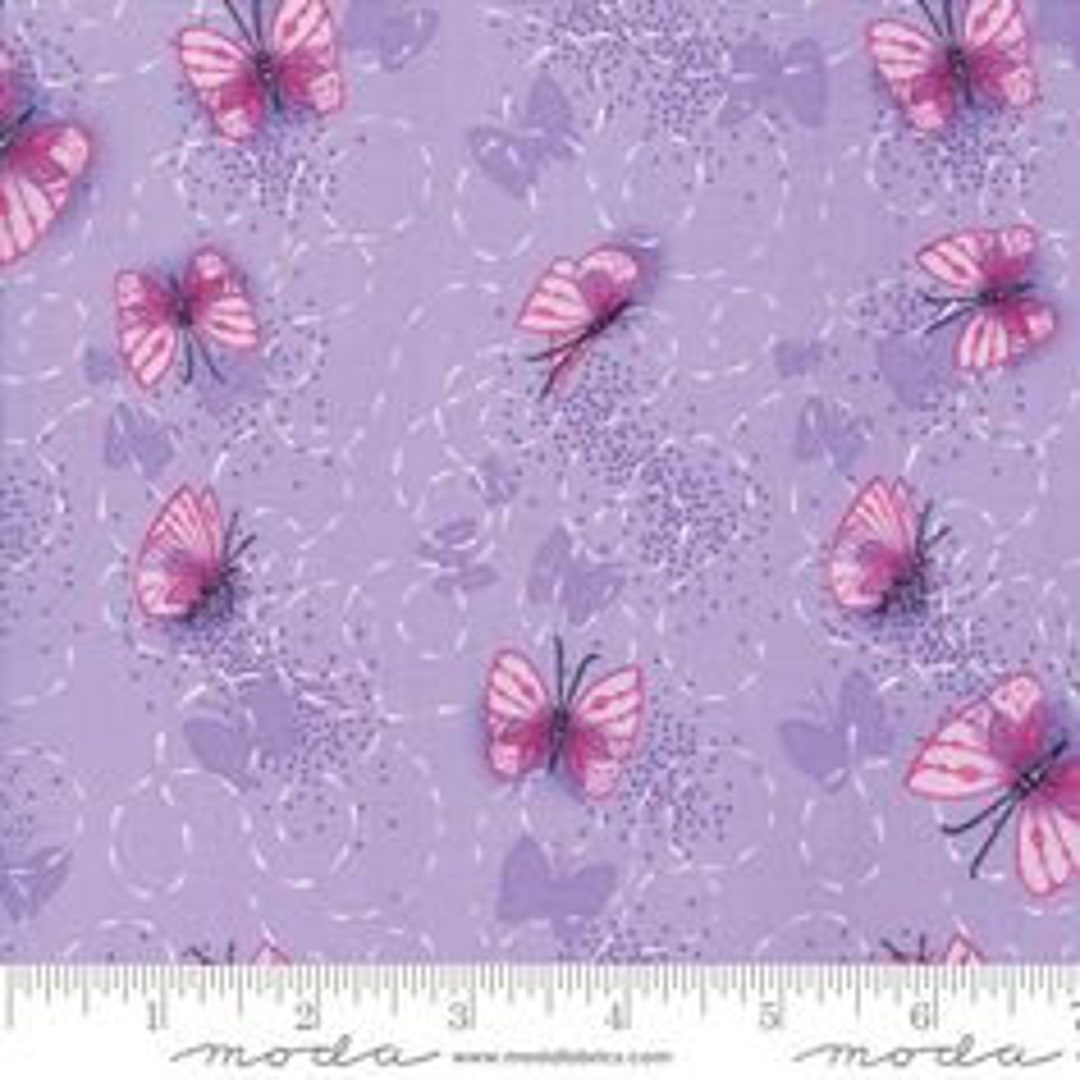 Sweet Pea and Lily 1/2 Yard Robin Pickens Lavender Butterflies Moda OUT ...