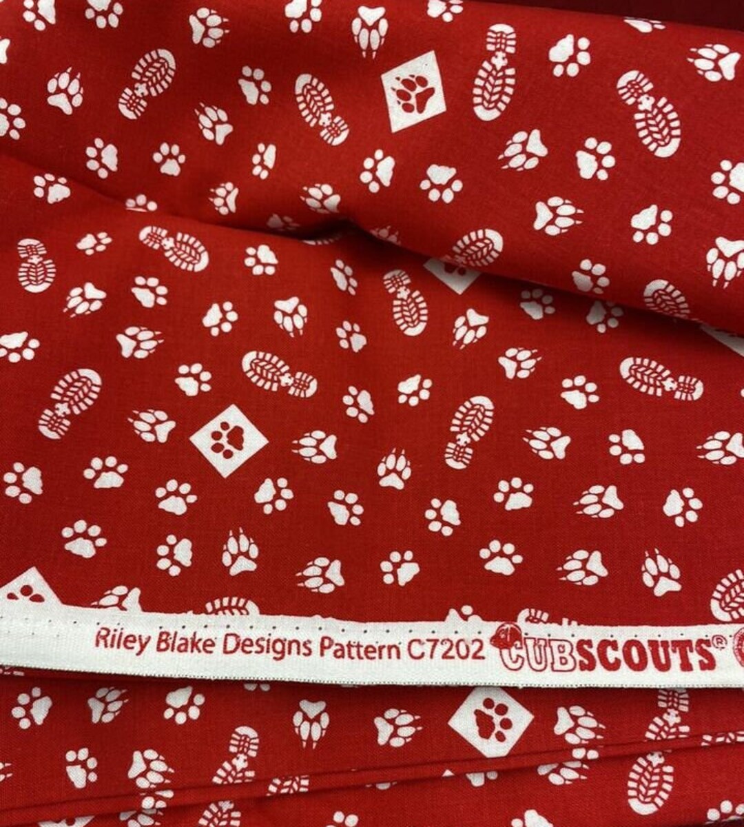 Registered Boy Scout 1/2 YARD Cub Scouts Paws C7202 Red Riley Blake ...