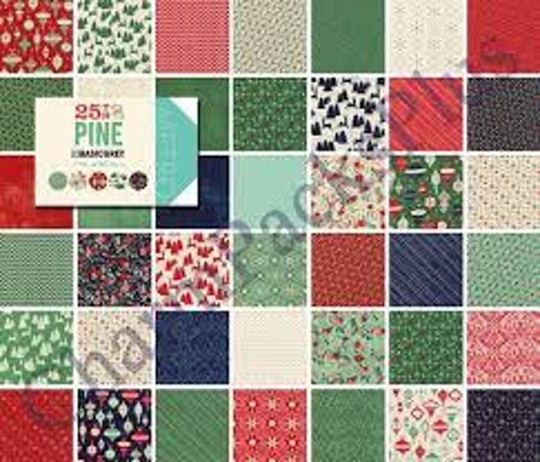 25th and Pine Fat Eighth Bundle 40 Pcs Basicgrey OOP Moda Rare Precut Christmas Cotton Quilting ...