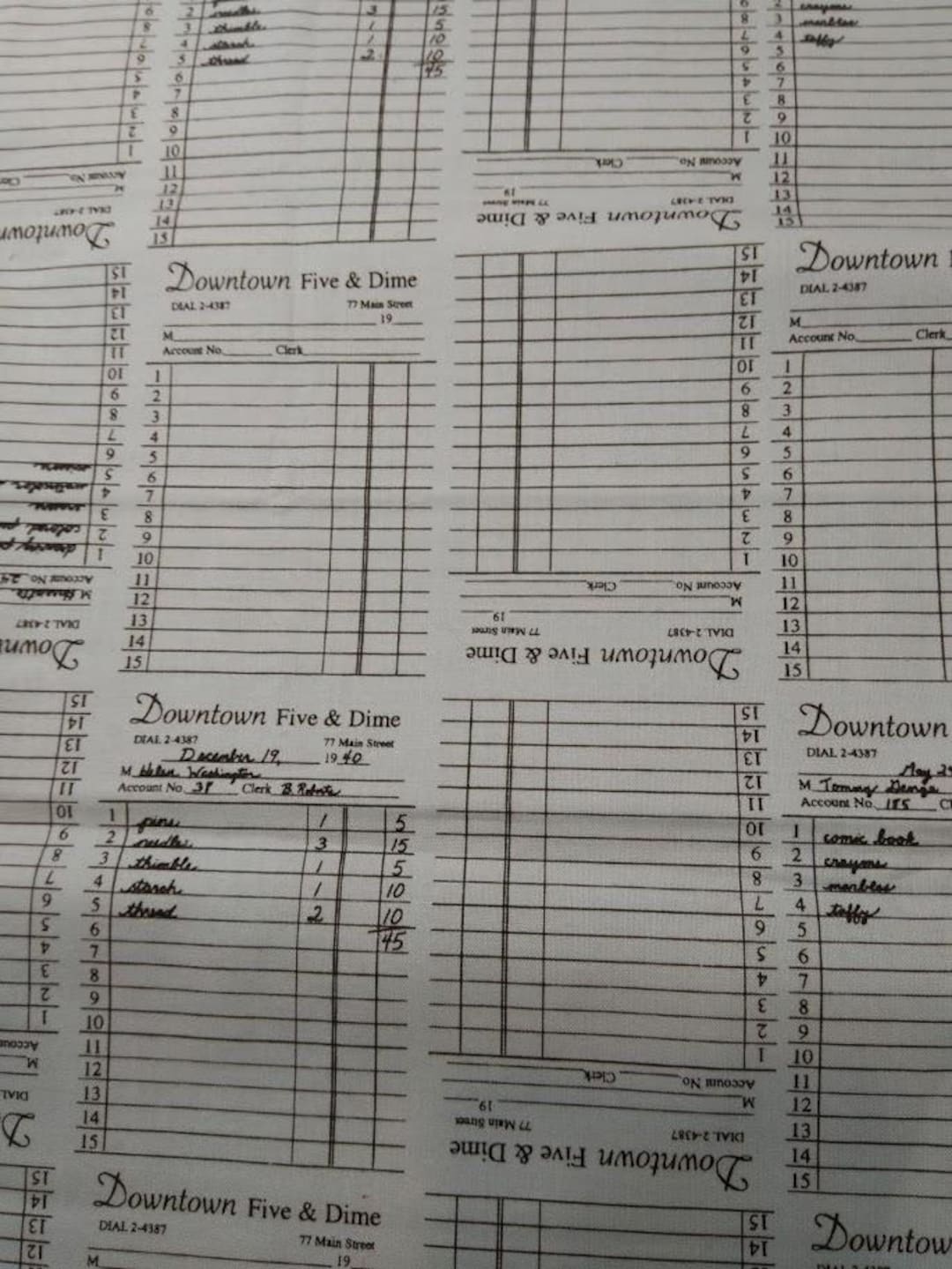 Five and Dime 17x44" Receipts on Blue C6372 Heidi Staples of Fabric ...