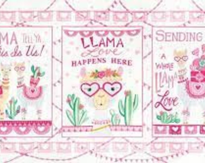Llama Love Panel White Deb Strain Moda OUT OF PRINT 100% Cotton Fabric ...