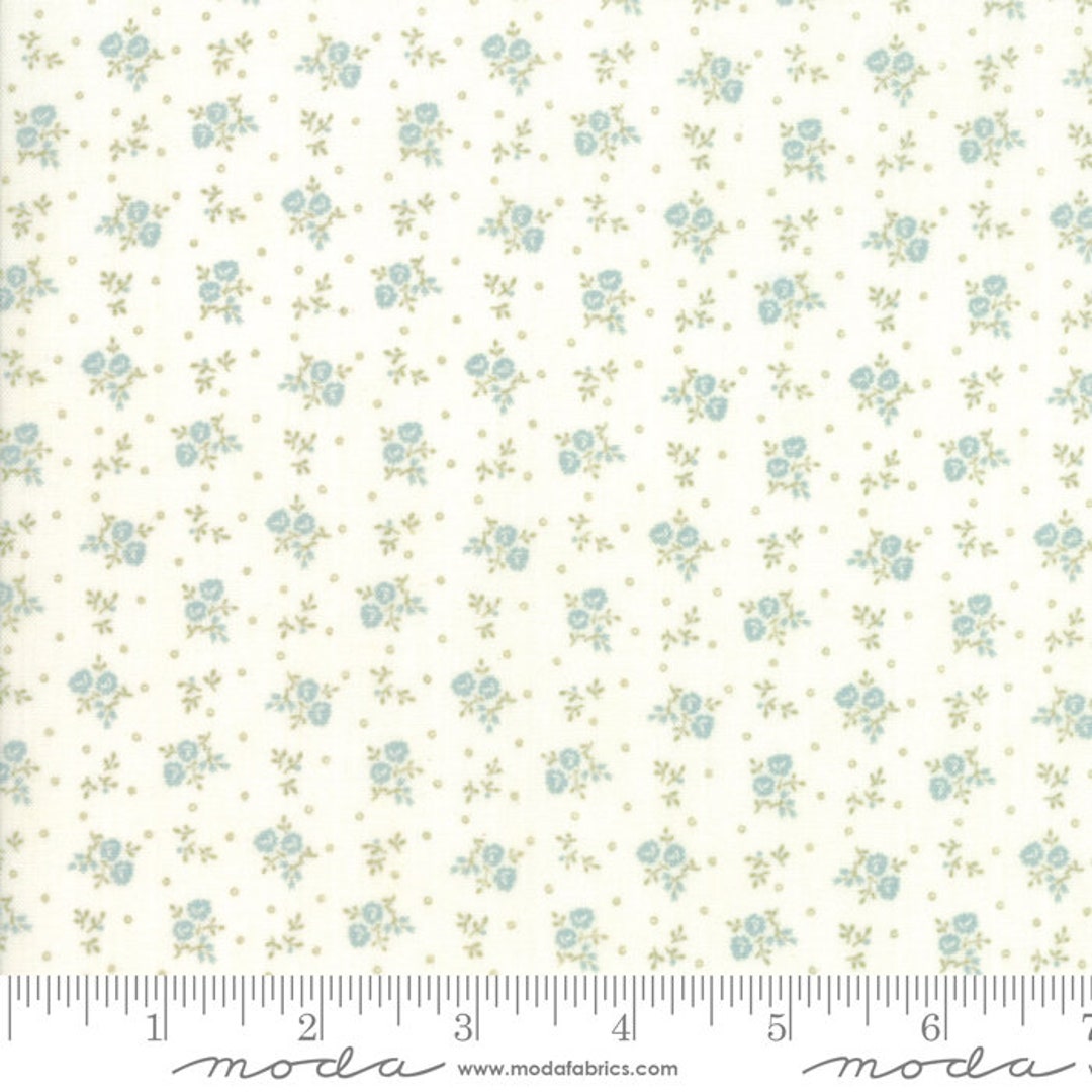 Porcelain 1/2 Yard 3 Sisters - Blue Mist - Tiny Floral - Moda Out of ...