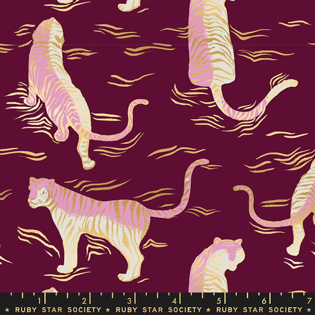 Tiger Fly Continuous 1/2 YARD Metallic Purple RS2015 11 Sarah Watts ...