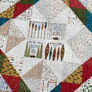 By the 1/2 Yard Explore Deb Strain Canoes on Cream Moda 100% Cotton ...