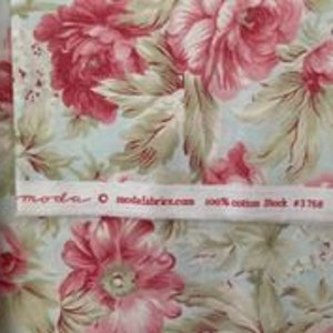 3 Sisters Seaside Rose 1/2 Yard Seagrass Blue 3768 Moda Out of Print ...
