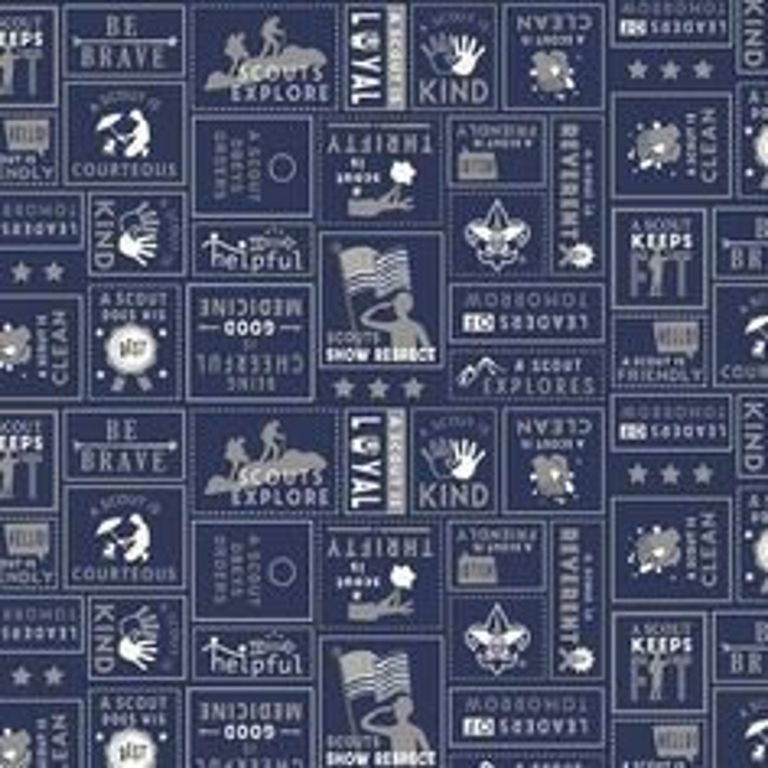 Boy Scouts 33x44 Navy A Scout is Scout Law Riley Blake Licensed by BSA ...