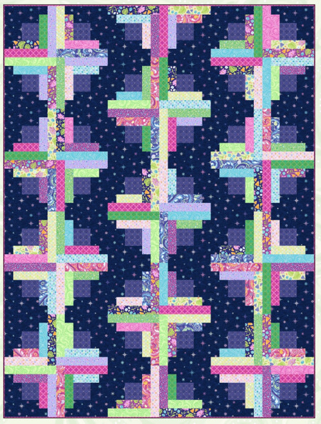 Night Sky Handmade Quilt Twin Size Amanda Murphy's Crescendo Fabric - Etsy