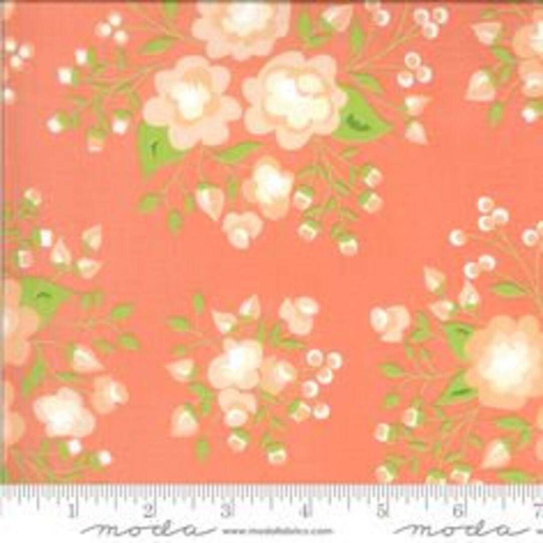 Apricot and Ash 1/2 Yard Coral Floral Corey Yoder of Coriander Quilts ...