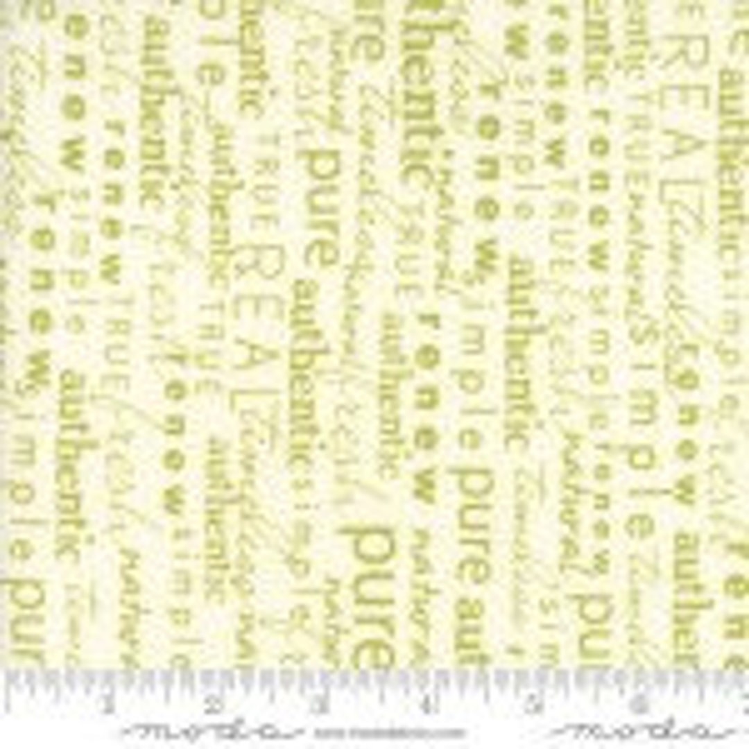 By the 1/2 Yard Authentic Etc. Cream With Green Text Sweetwater Out of ...
