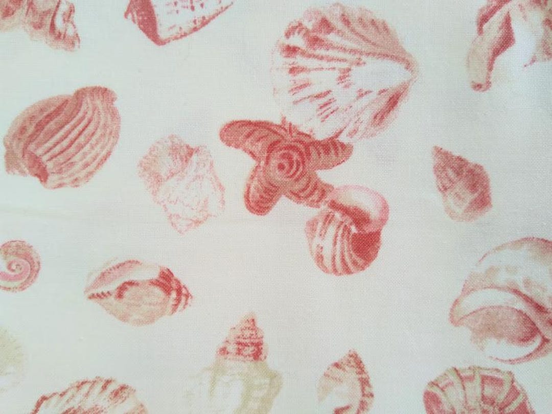 Seaside Rose 1/2 Yard Rose Shells on White 3 Sisters Moda Out of Print ...