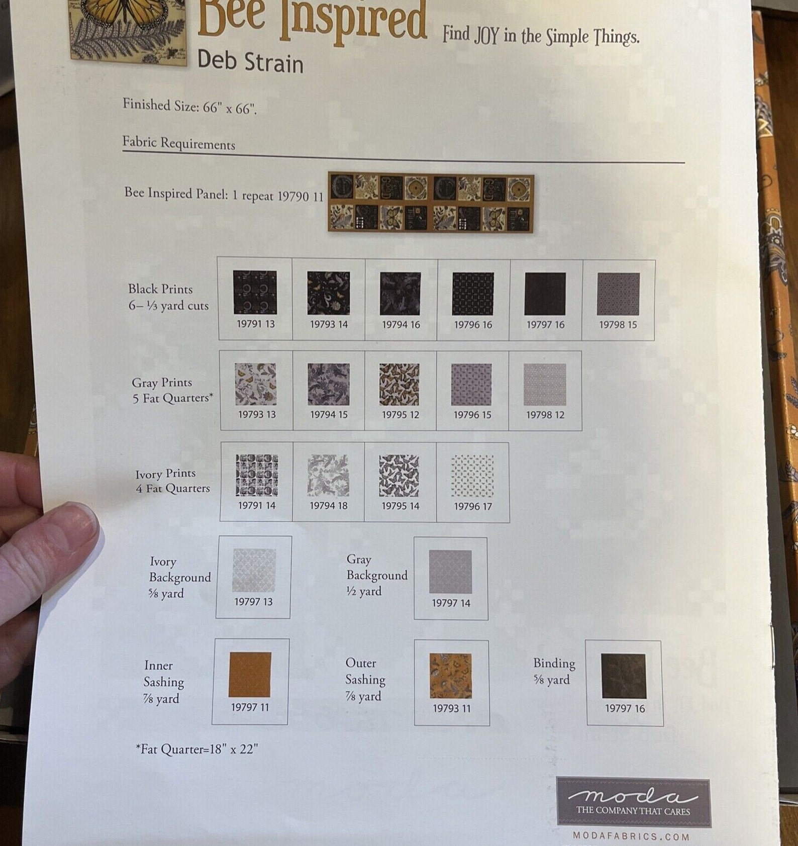 Bee Inspired Quilt Kit 66x66" Deb Strain - MODA - Out of Print - 100% ...