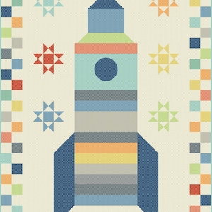 Blast off Quilt Kit 40x50 Laundry Basket Quilts Pattern Rocket Easy ...