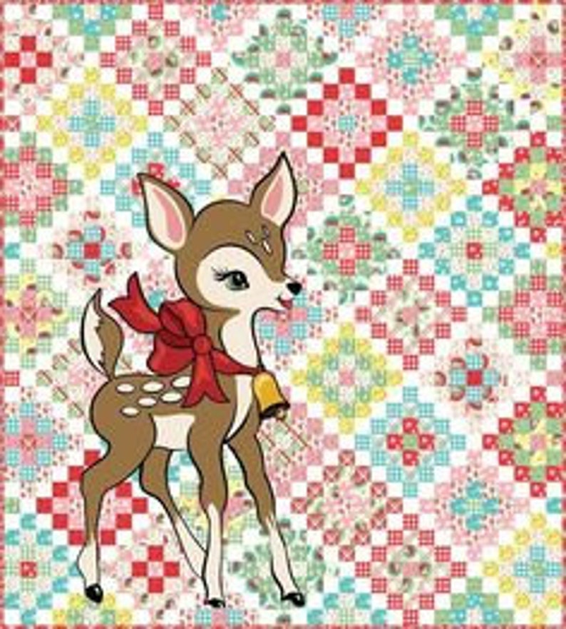 Deer Christmas 1/2 YARD Red Check Gingham Urban Chiks - Moda Out of ...